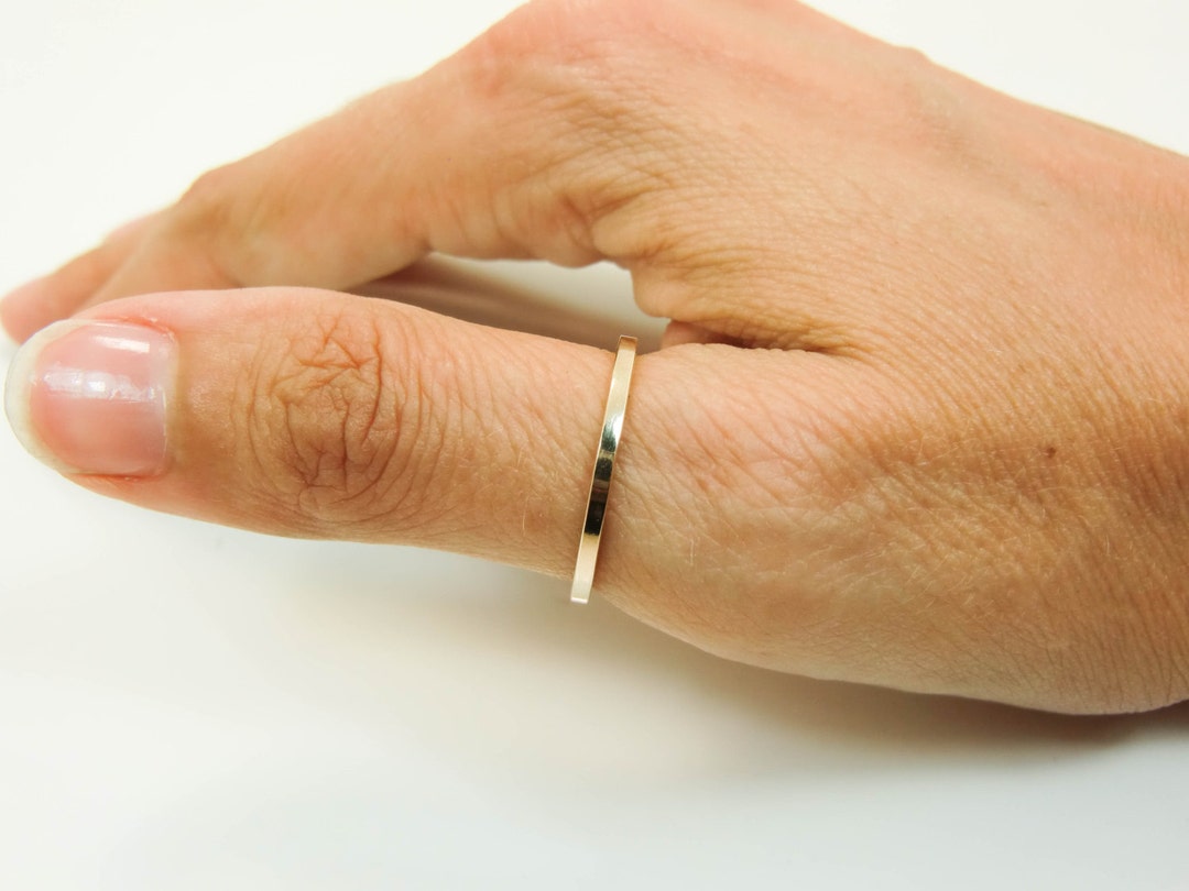14K Yellow Gold Square Band Ring – Simple Minimalist Style - Etsy
