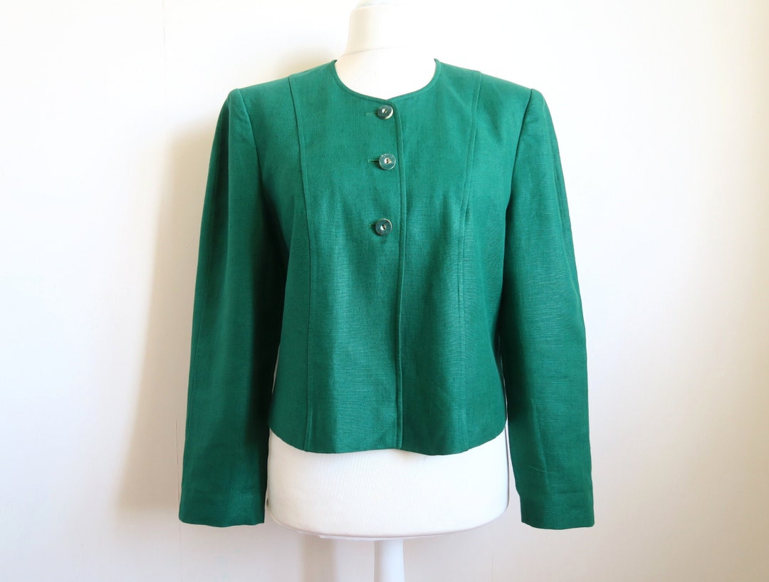 Green Linen Trachten Jacket by Sportalm, Austrian Dirndl Cropped Blazer ...