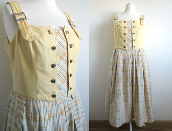 German Dirndl Dress by Landhaus C&A, Pale Yellow Doub… - Gem
