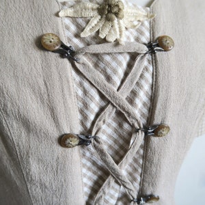 German Dirndl Dress by Petressa, Beige Trachten Gown, Checked Pleated ...