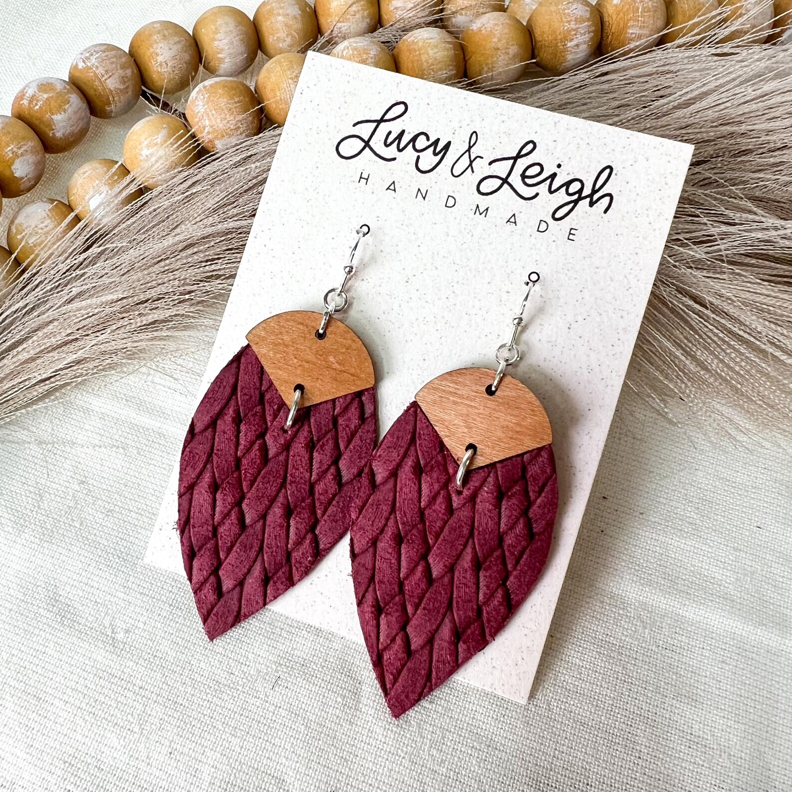 Maroon Earrings Handmade, 5th Anniversary Gift for Wife, Boho Chic ...