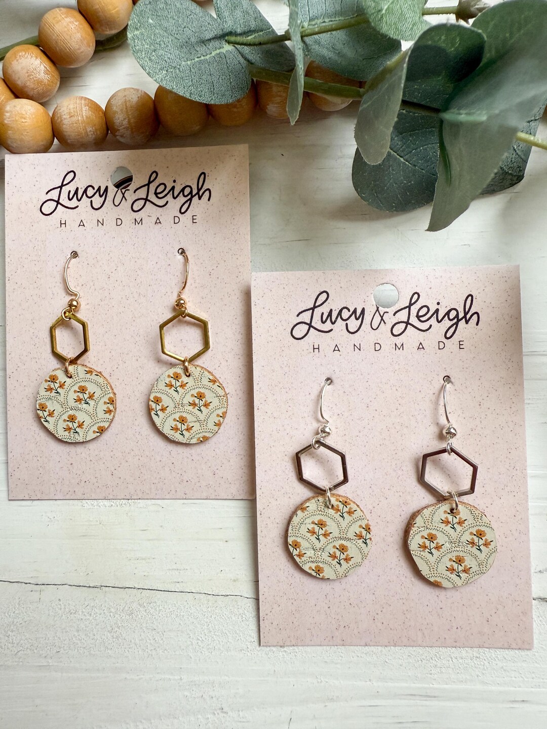 Yellow Fall Floral Leather Earring Handmade, Cottagecore Jewelry ...