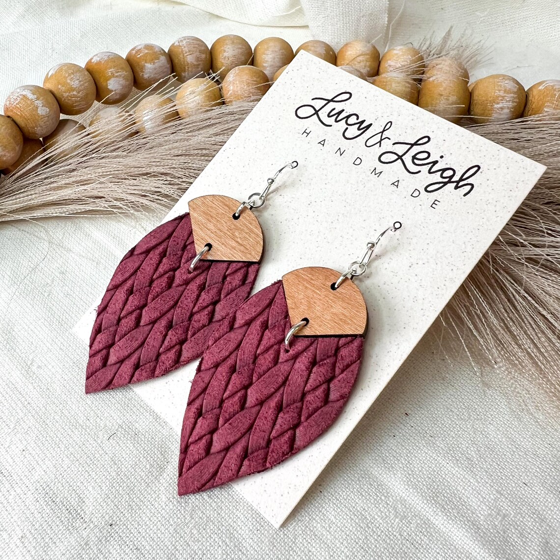 Maroon Earrings Handmade, 5th Anniversary Gift for Wife, Boho Chic ...