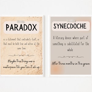 Set of 10 Literary Device Posters, Printable Classroom Poster Set ...