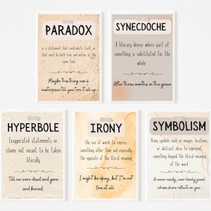 Set of 10 Literary Device Posters, Printable Classroom Poster Set ...