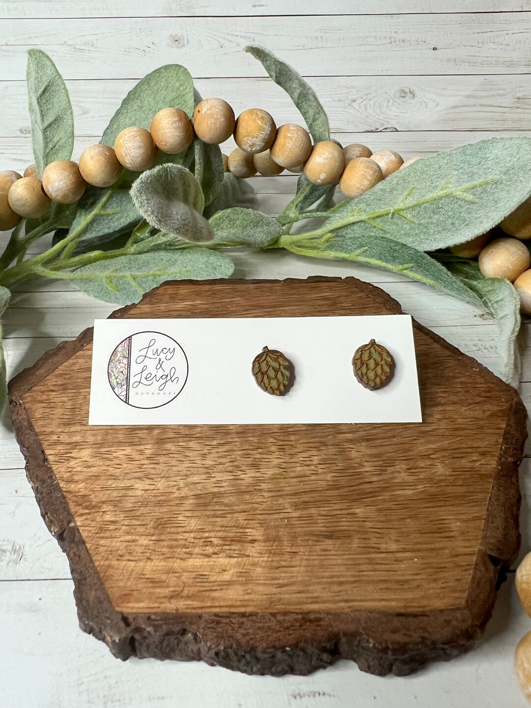 Beer Earrings Stud Beer Hops Earring Painted Earrings - Etsy