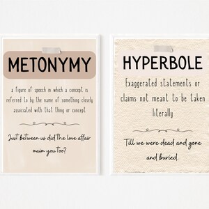 Set of 10 Literary Device Posters, Printable Classroom Poster Set ...