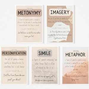 Set of 10 Literary Device Posters, Printable Classroom Poster Set ...