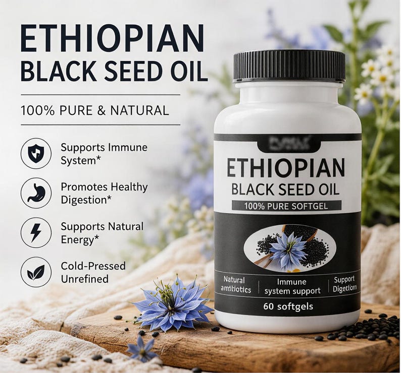 Ethiopian Black Seed Oil 100% Pure Softgels Cold-pressed | Immune ...