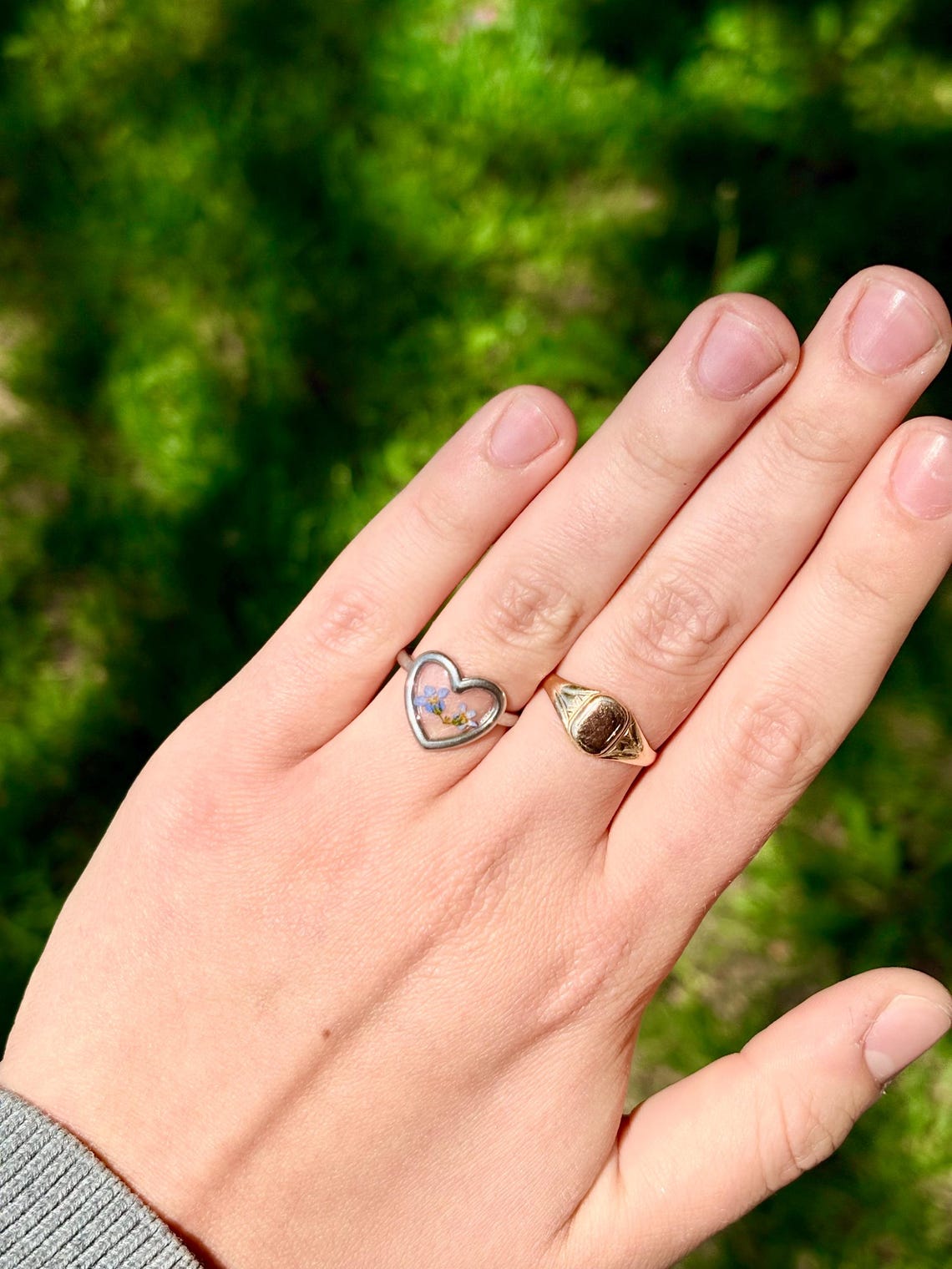 Heart Ring With Forget-me-not - Etsy