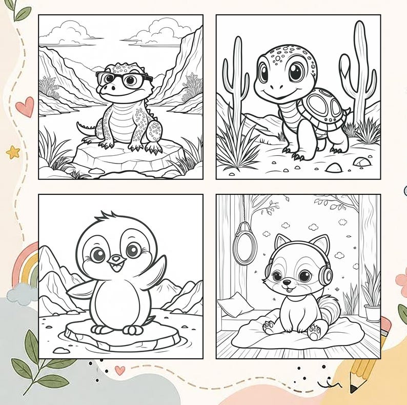 Kawaii Animal Coloring Book, Printable Kids Activity Pages (PDF ...