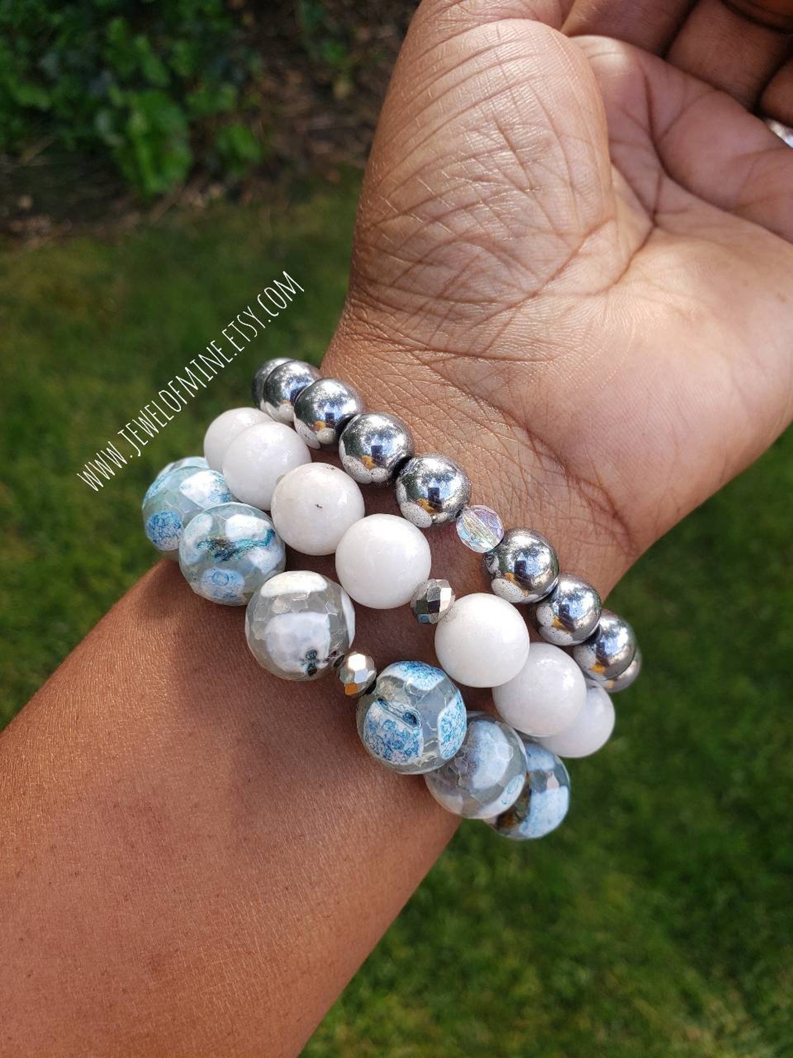 Beautiful Bracelets Blue Silver and White Bracelets. - Etsy