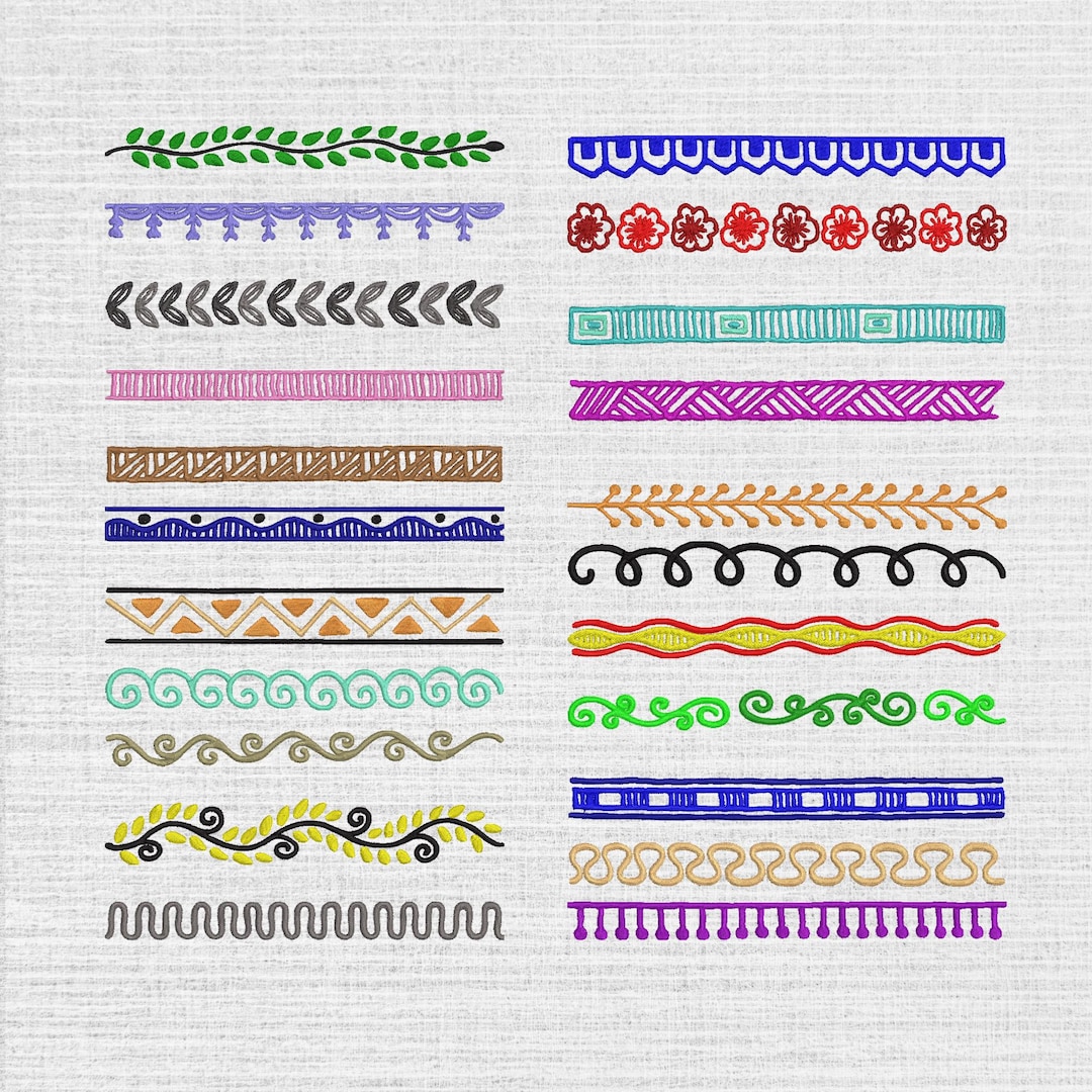 Decorative Border Embroidery Design Set of 22, Instant Download Digital ...