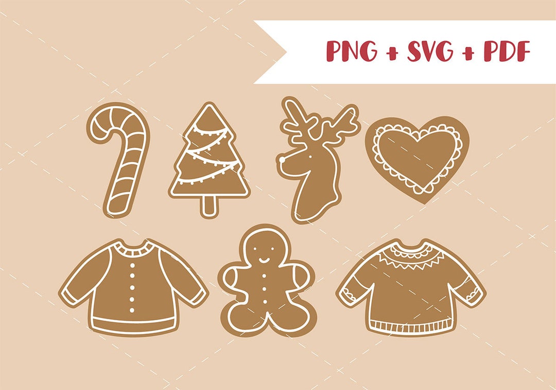 Gingerbread Cookies Clip Art Set PNG SVG PNG - Etsy