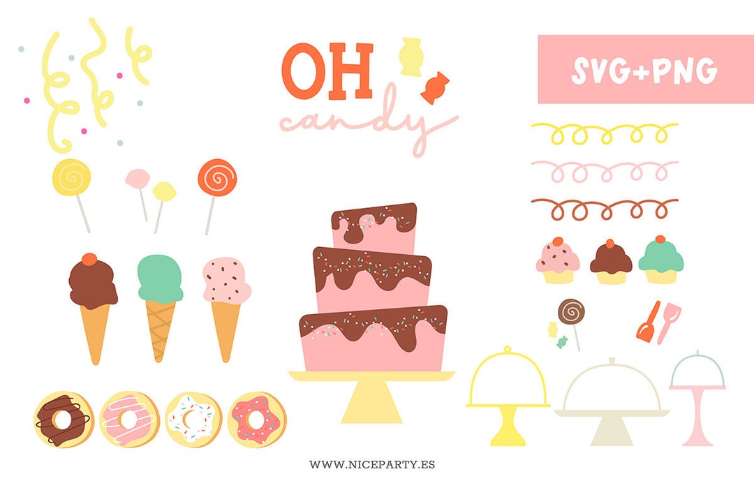Candy and Ice Cream Party Clip Art Set PNG SVG - Etsy