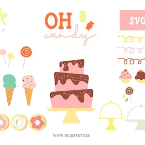 Candy and Ice Cream Party Clip Art Set PNG SVG - Etsy