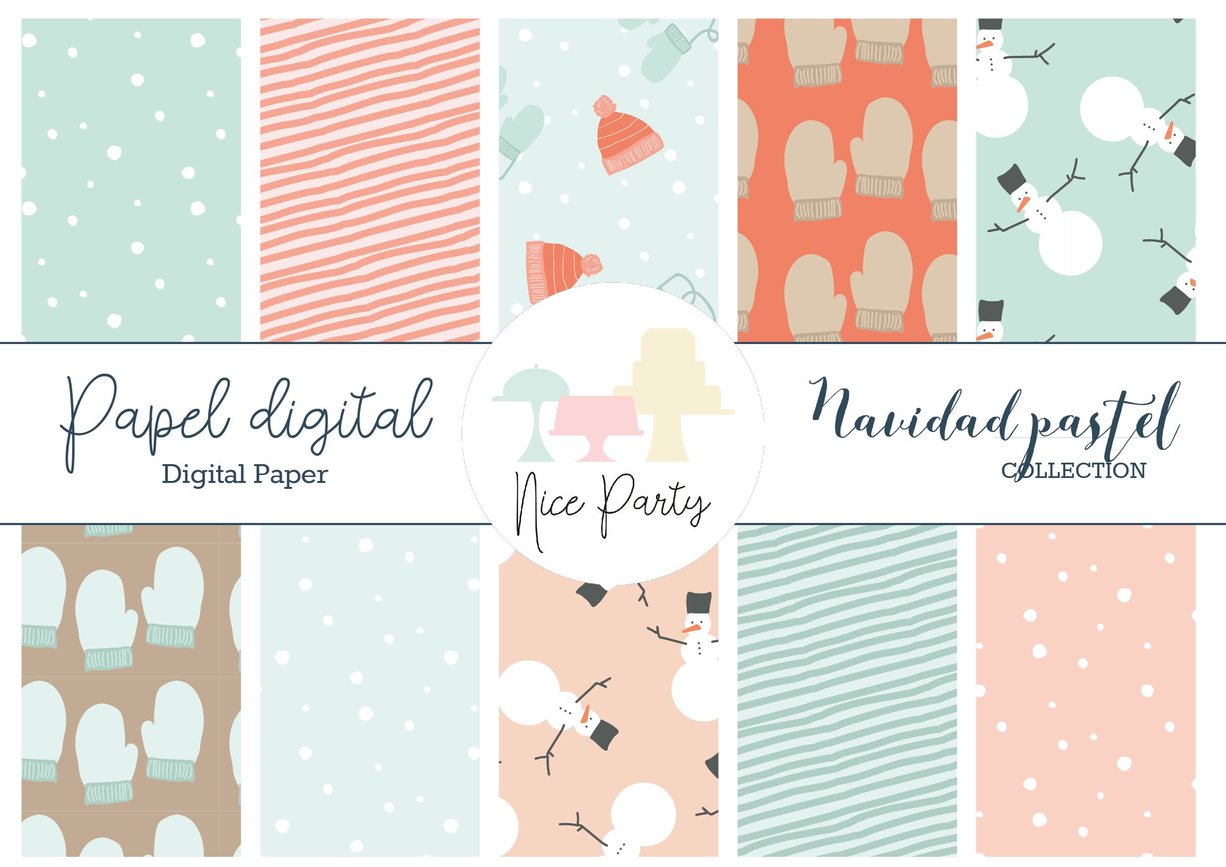 Digital / Printable Paper Papel Digital Navidad Pastel - Etsy