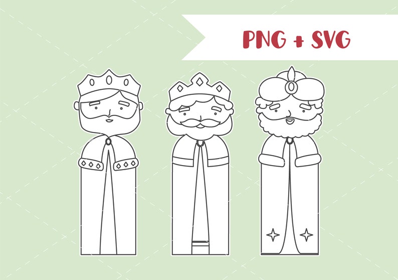 3 Reyes Magos línea Clip Art set PNG SVG Reyes Magos - Etsy México