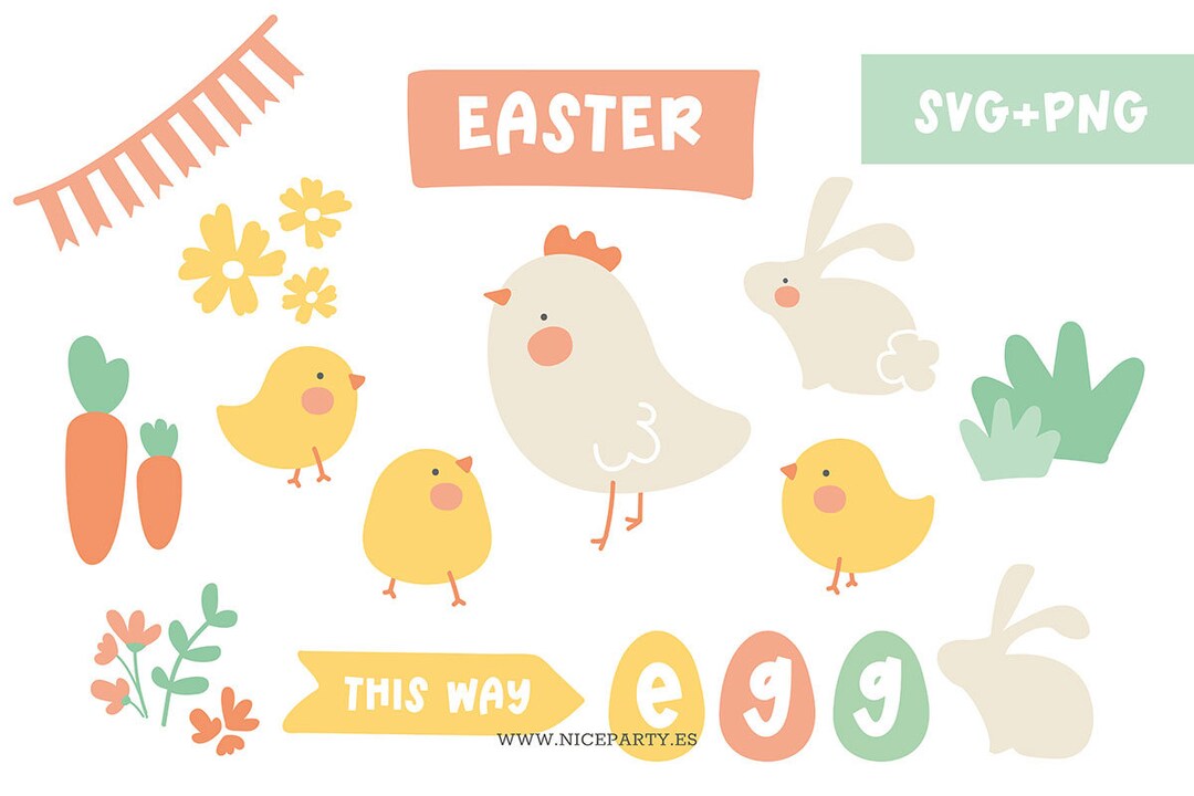 Happy Easter Clip Art Set PNG SVG - Etsy