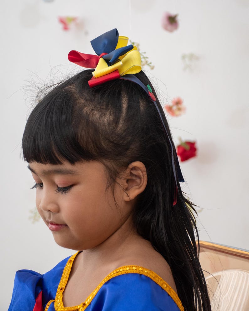 Snow White Princess Hairband – Red, Blue, Yellow Ribbon Bow Clip - Etsy