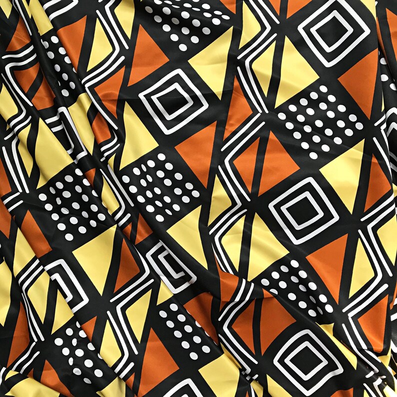 Mudcloth Design Satin Silk African Fabric / Bogolan Pattern Fabric ...