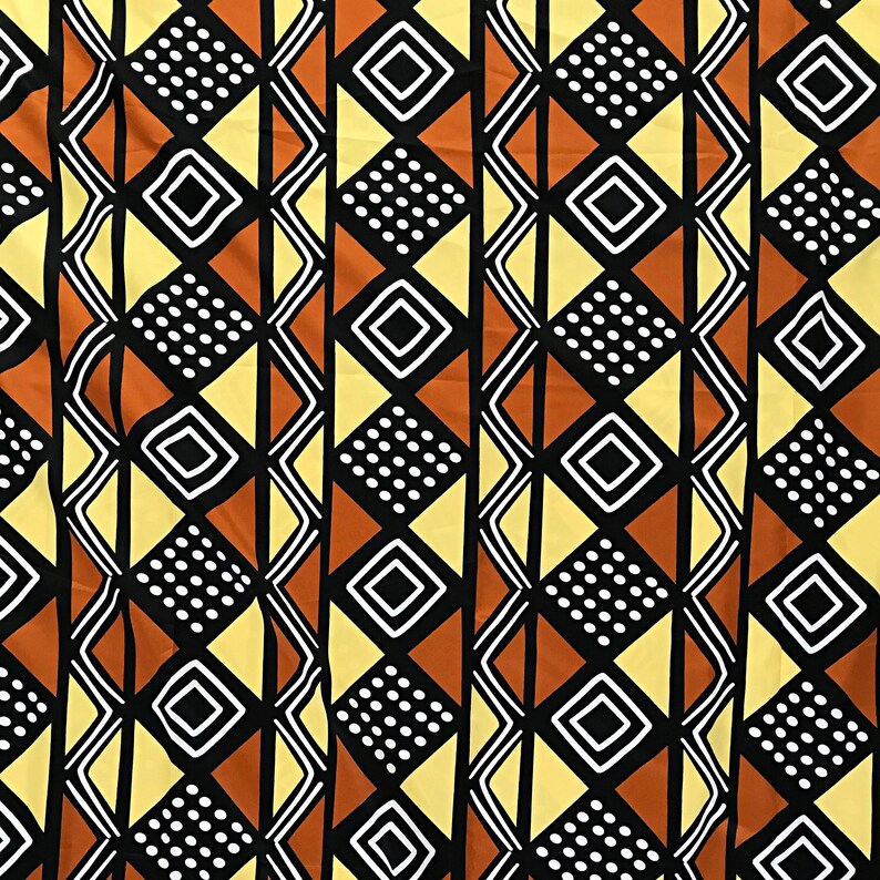 Mudcloth Design Satin Silk African Fabric / Bogolan Pattern Fabric ...