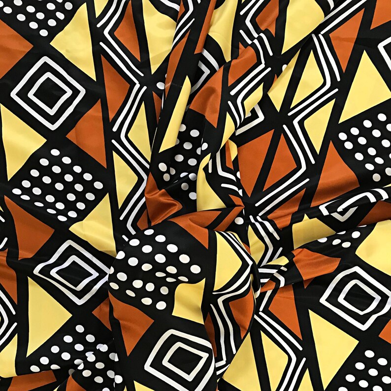Mudcloth Design Satin Silk African Fabric / Bogolan Pattern Fabric ...