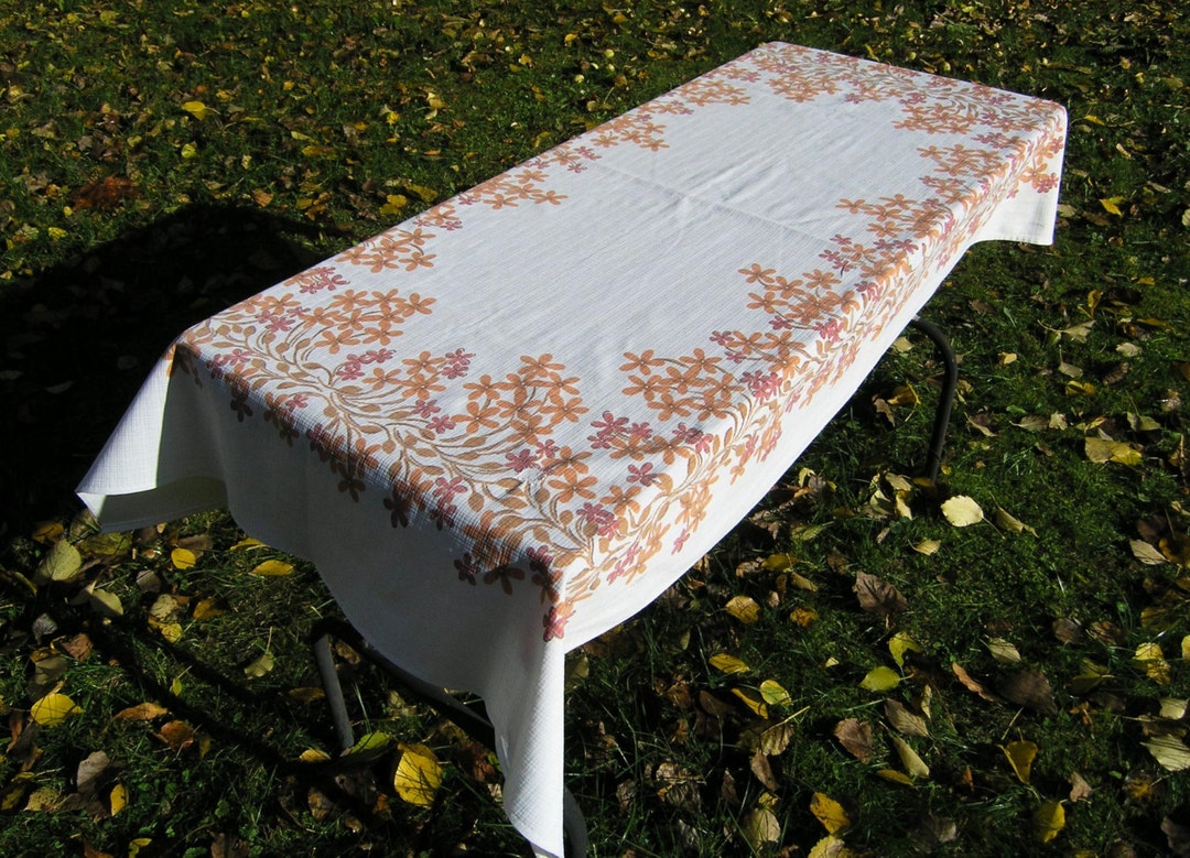 Vintage Autumn Floral Tablecloth, Synthetic Rectangular Tablecloth ...