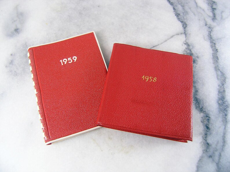 Vintage 1958 and 1959 Date Books, Two Calendar Books From 1958 and 1959 ...