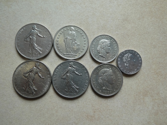 Set of Swiss Franc Coins 1960-1985 and Italian Lira Coin 1992 | Etsy