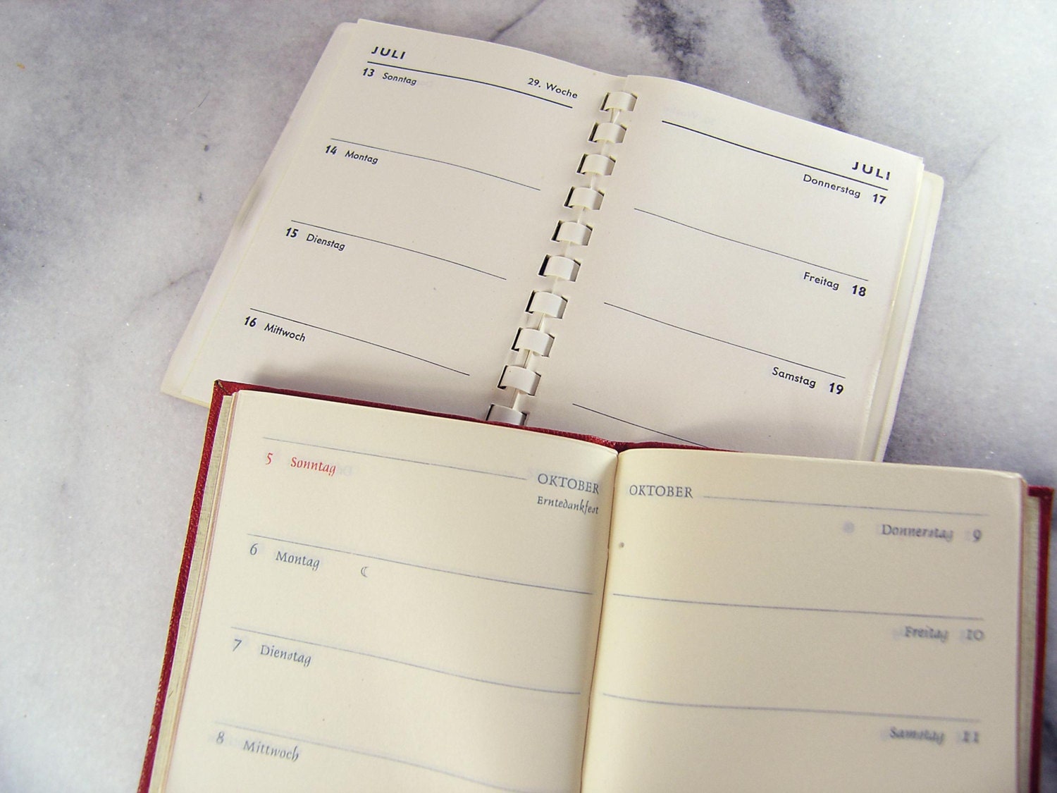 Vintage 1958 and 1959 Date Books, Two Calendar Books From 1958 and 1959 ...