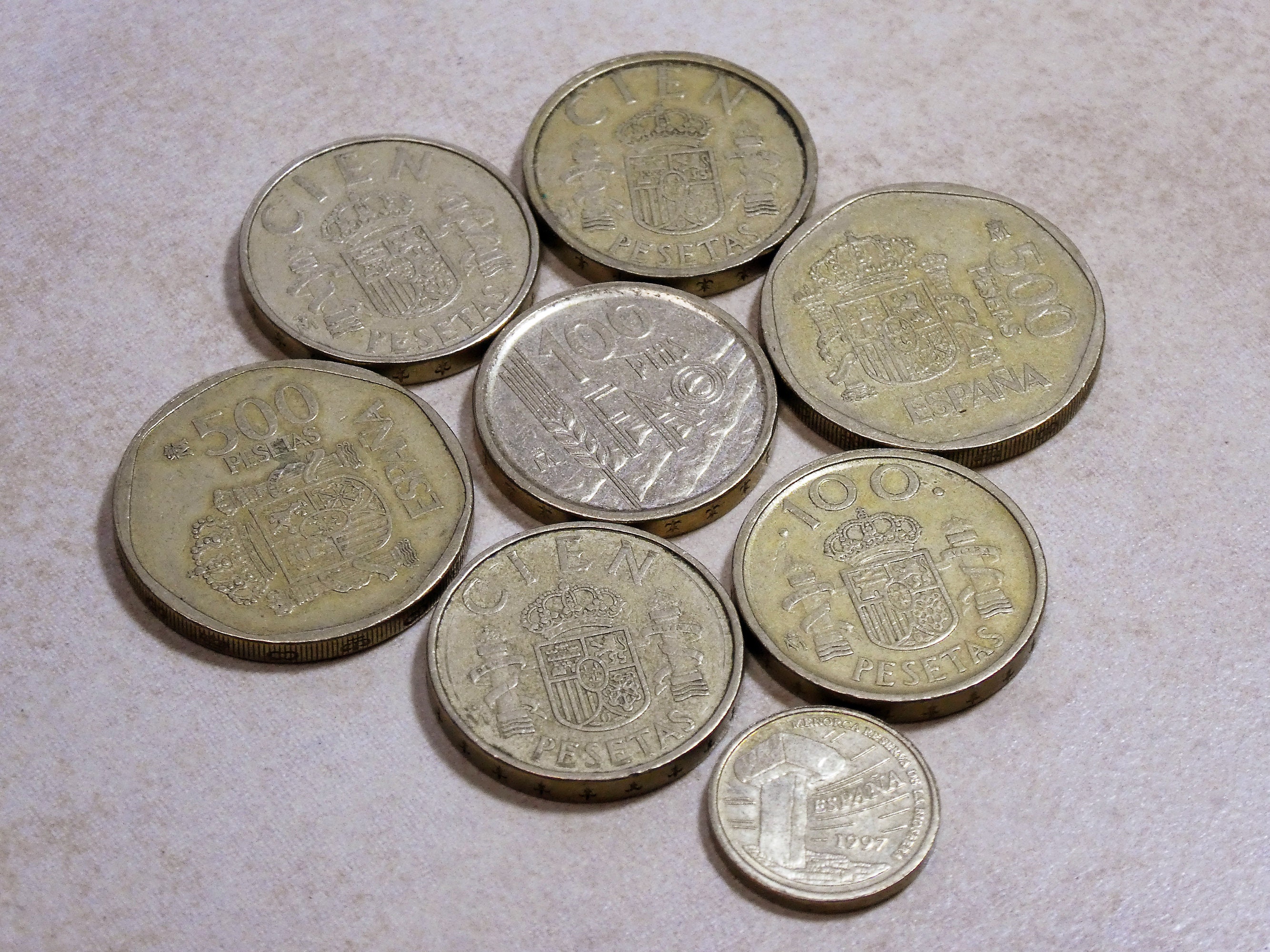 Vintage Spanish Peseta Coins From 1982 to 1997, Old Coins From Spain ...