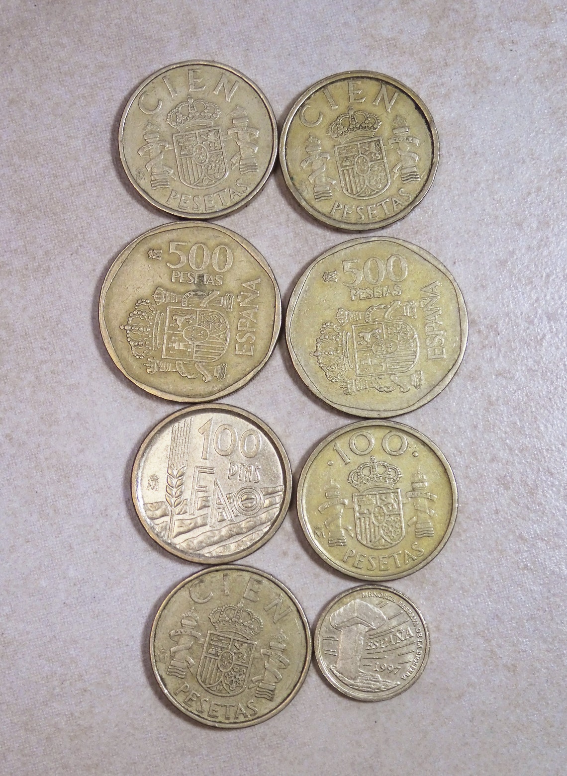 Vintage Spanish Peseta Coins From 1982 to 1997, Old Coins From Spain ...