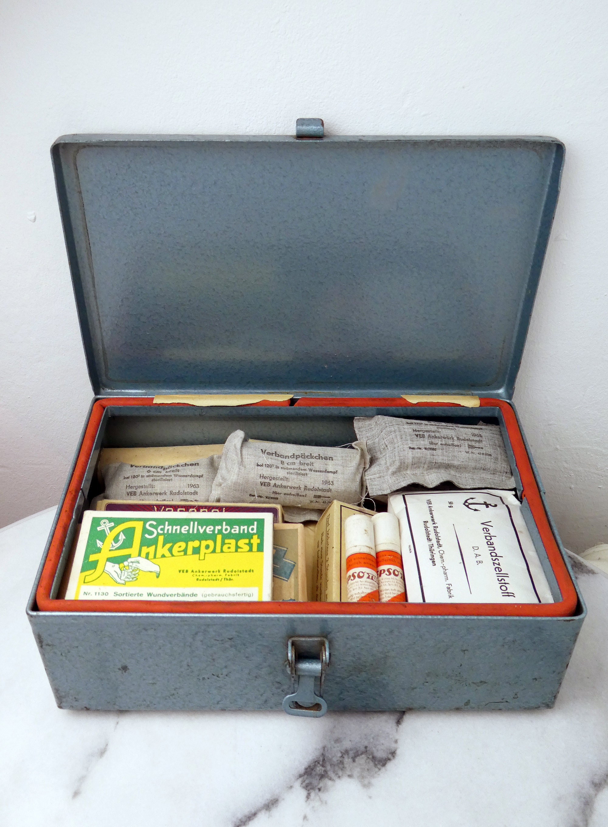 Vintage 1960s Medical First Aid Car Kit Made in East Germany Vintage 1960s Medical First Aid Car Kit Made in East Germany