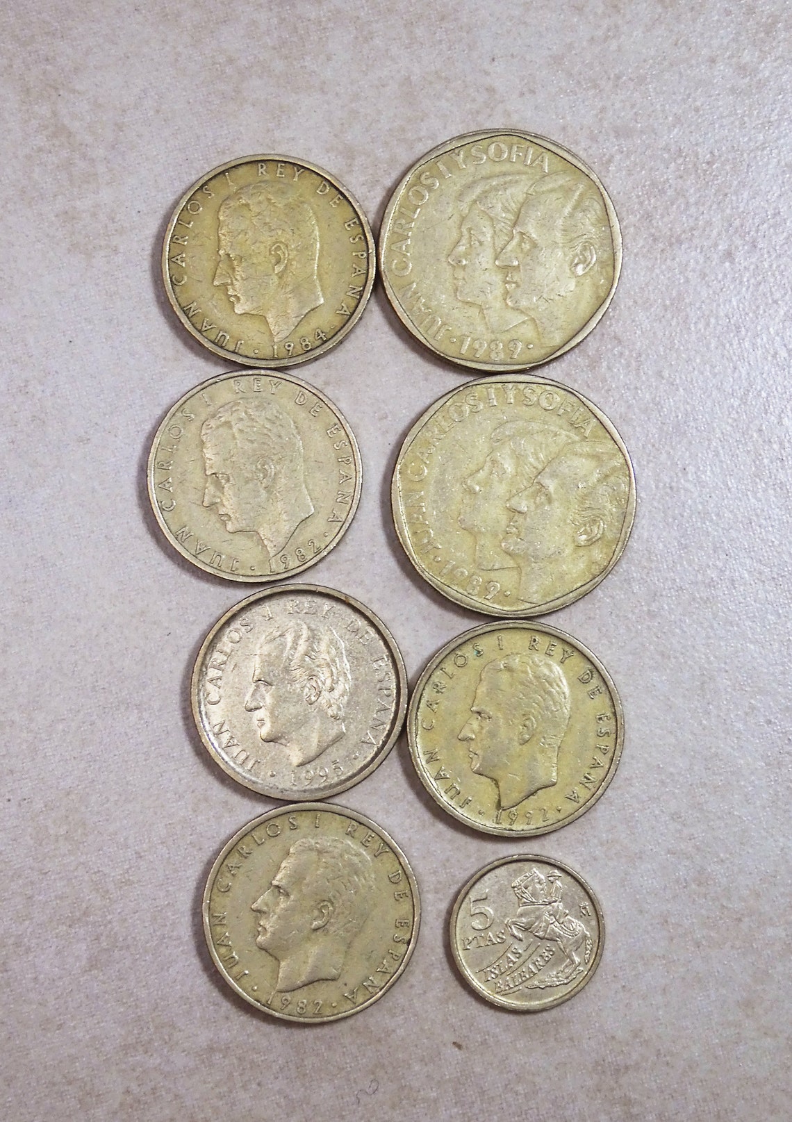 Vintage Spanish Peseta Coins From 1982 to 1997, Old Coins From Spain ...