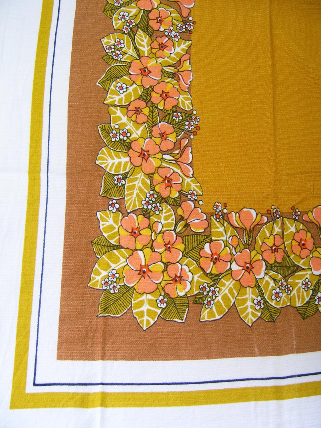 Vintage Tablecloth Retro Floral Cotton Rectangular - Etsy