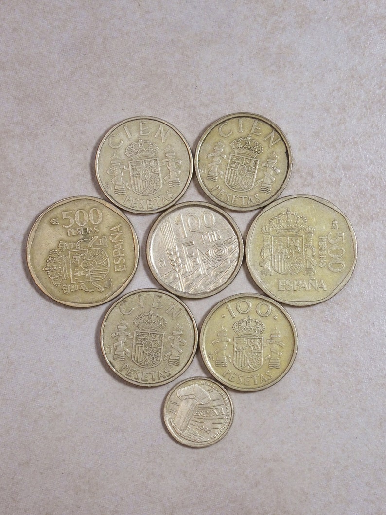 Vintage Spanish Peseta Coins From 1982 to 1997, Old Coins From Spain ...