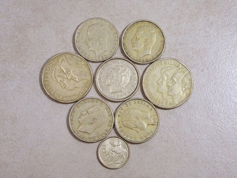 Vintage Spanish Peseta Coins From 1982 to 1997, Old Coins From Spain ...