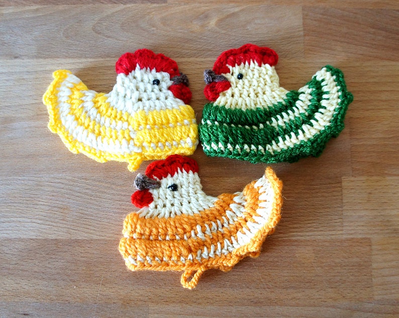 Handmade Crochet Chickens, Set of 3. Great Easter or Spring Home Decor ...