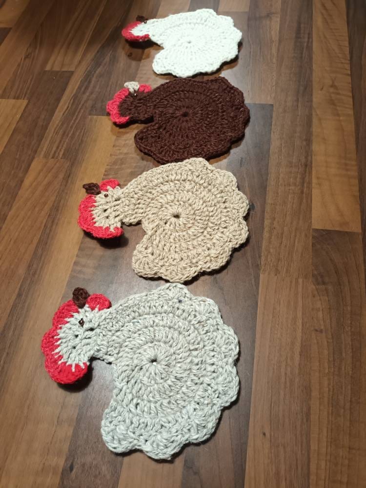 Handmade Crochet Chicken Potholders Set of 4. Great Easter or - Etsy