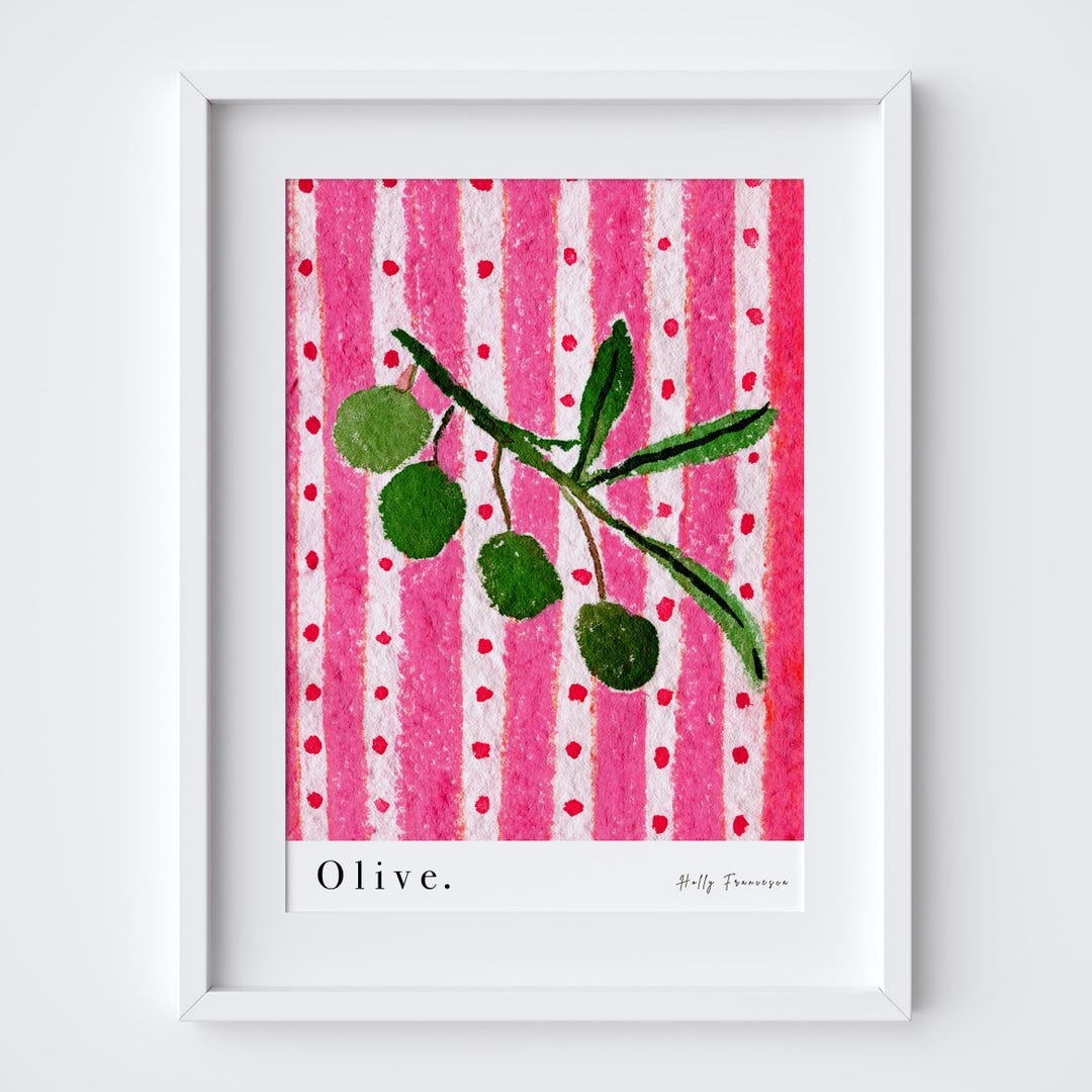 Olive Branch Art Print - Watercolour and Pastel Botanical Illustration ...