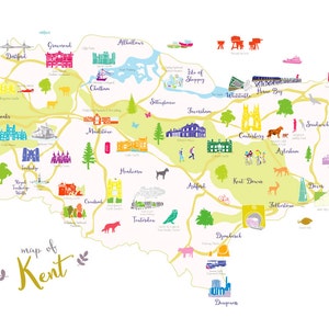 Map of Kent Art Print - Etsy