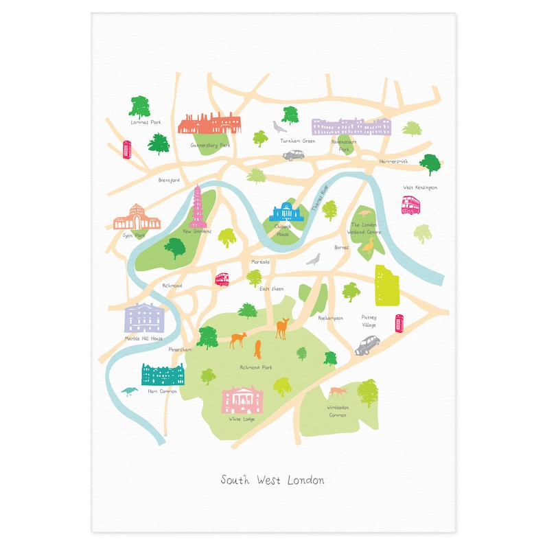 Map of South West London Art Print - Etsy UK