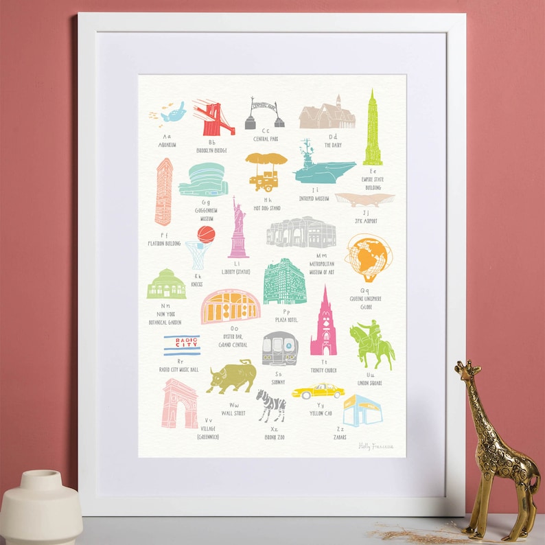 A to Z of New York City Alphabet Art Print | NYC Wall Decor ...