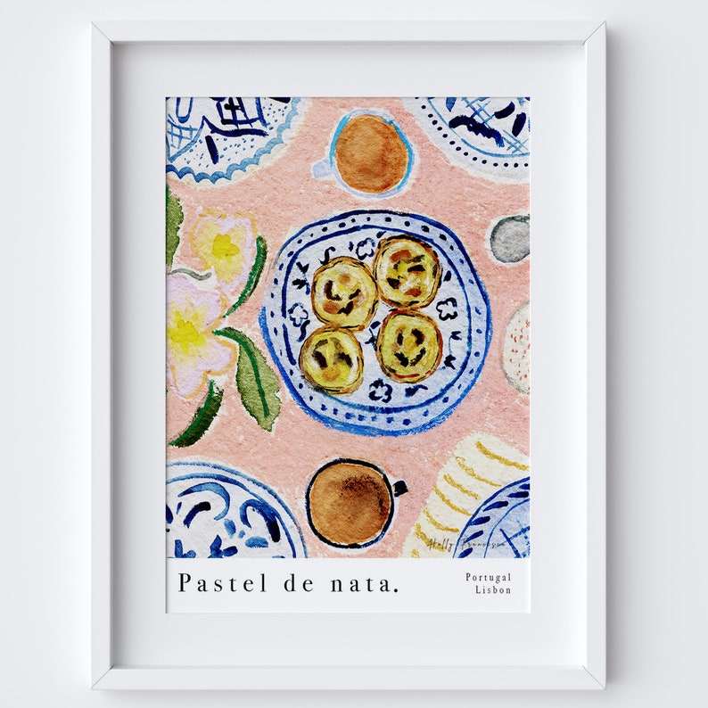 Pastel De Nata Art Print Watercolour Pastel Poster Kitchen - Etsy UK