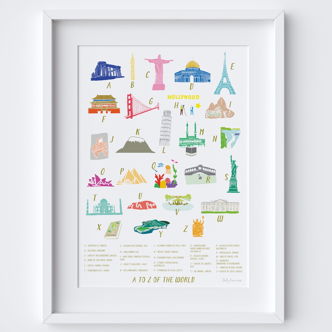 A-Z of the World Alphabet Abc Art Print - Etsy