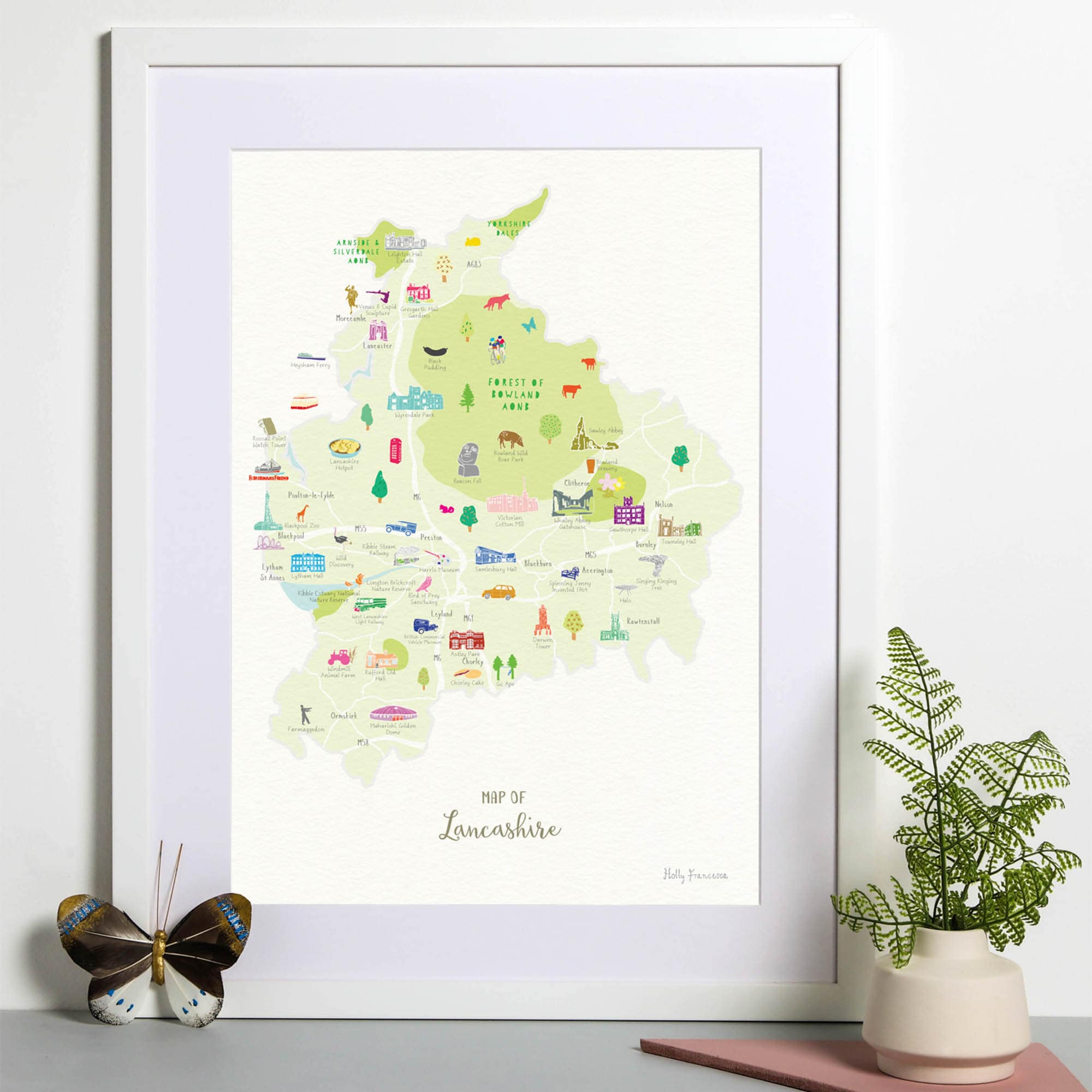 Map of Lancashire Art Print - Etsy UK