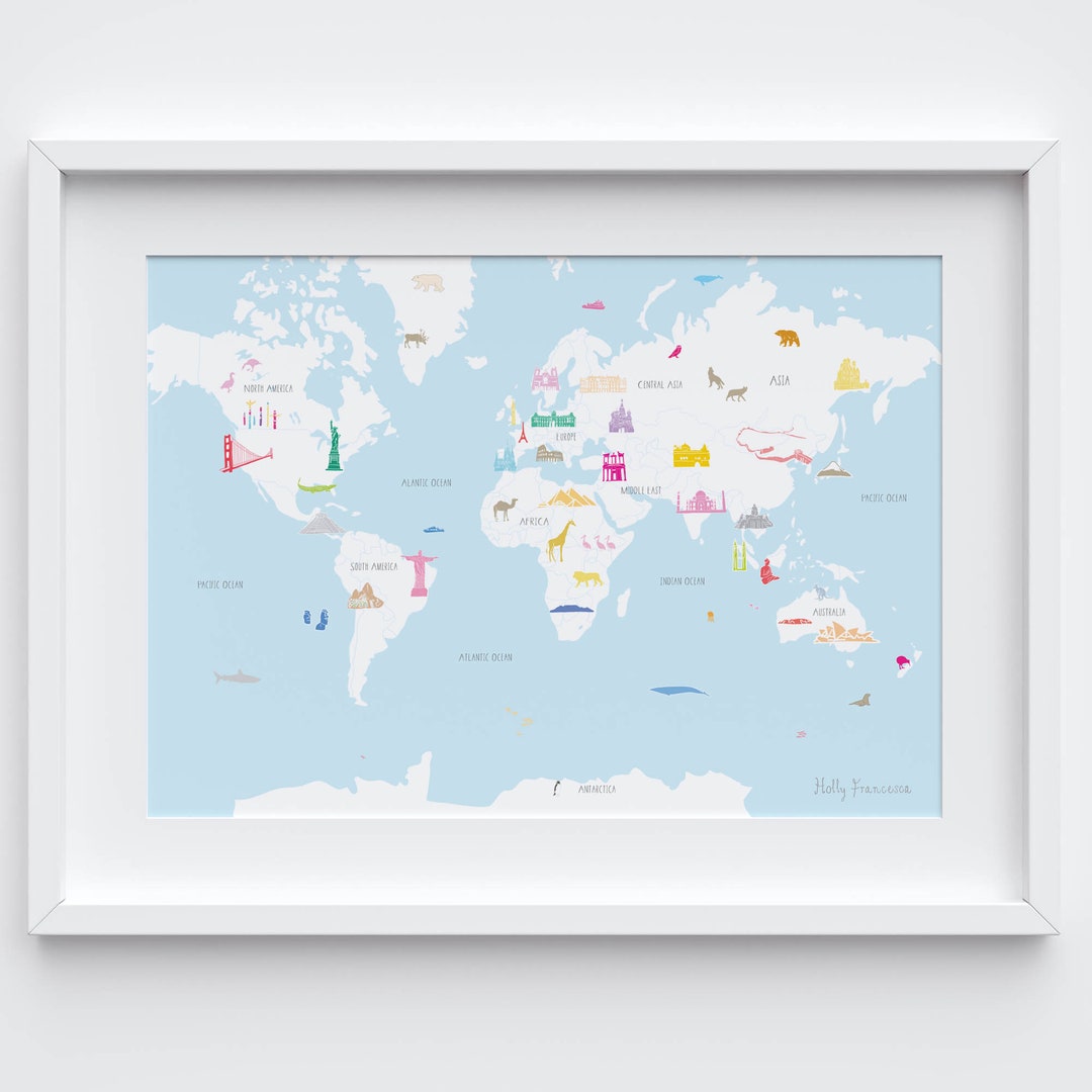Wonders of the World Map Print - Etsy UK