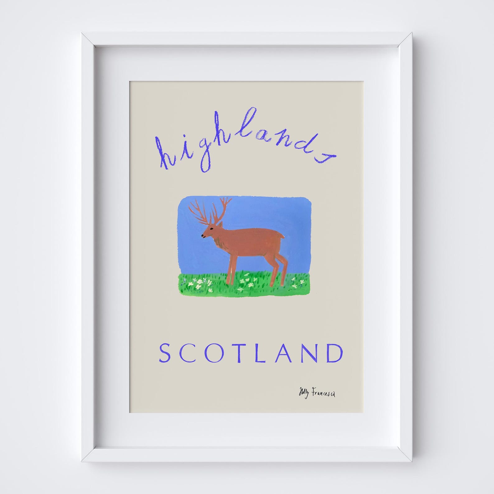 Scottish Highlands Travel Poster - Scotland Red Deer Art - the ...