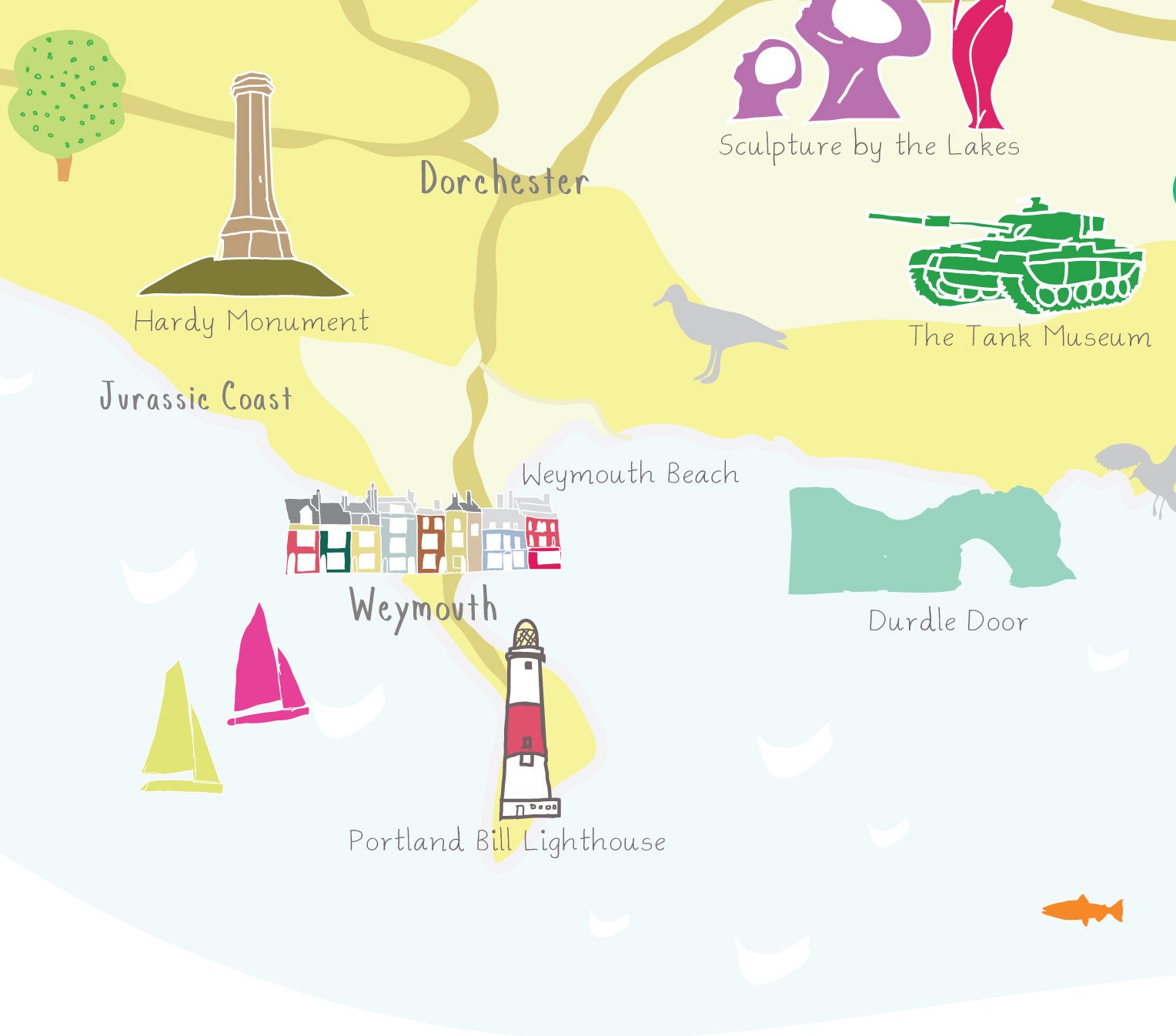 Map of Dorset Art Print | Etsy